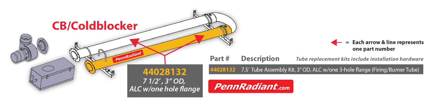 Part # 44028132 CB, 7' 6" Tube Replacement kit, 3" OD, ALC w/ one 3 ...