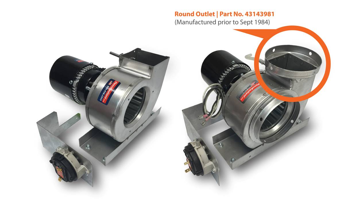Part # 43143981 Older ROUND OUTLET, Draft Inducer Replacement Kit w ...
